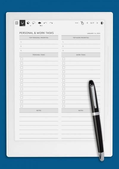 Download Printable Or Digital Daily Personal Work Tasks Template PDF
