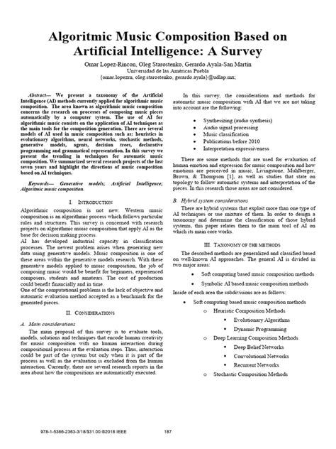 Algoritmic Music Composition Based On Artificial Intelligence A 2018 Pdf