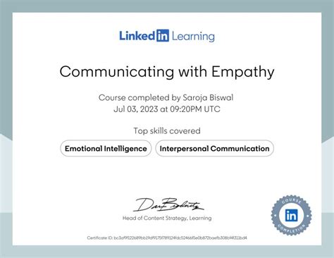 saroja biswal on linkedin certificate of completion