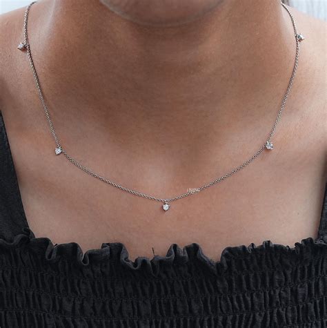Five Stone Lab Diamond Necklace Round Cut Lab Made Diamond Necklace