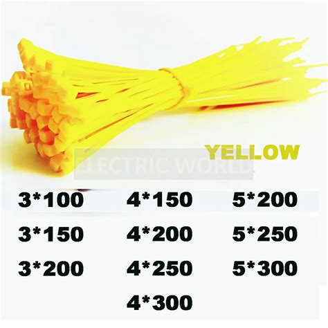 노란색 100pcs 케이블 타이 자동 잠금 나일론 와이어 케이블 지퍼 타이 25x100 35x100 오거나이저 고정 케이블케이블 타이 Aliexpress