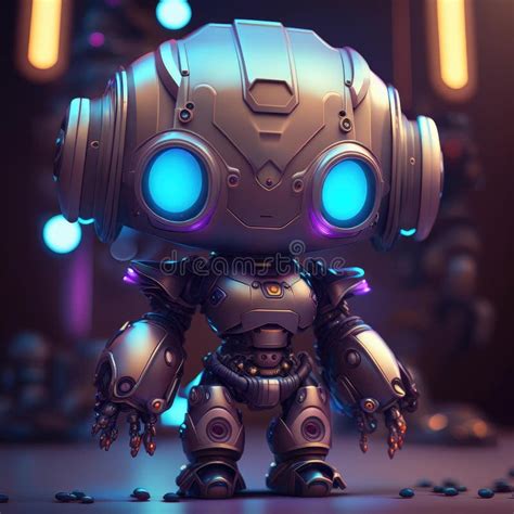 Cute Fantasy Robot Knight With Shiny Steel Armor In 3d Cartoon Style