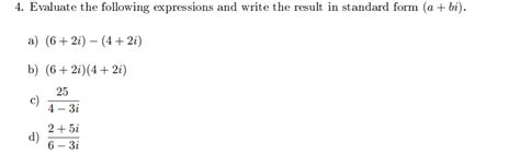Solved 4 Evaluate The Following Expressions And Write The