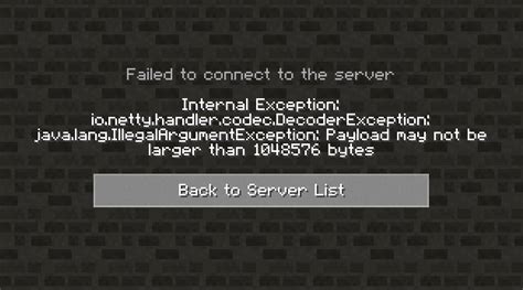 payload may not be larger than 1048576 bytes server support and