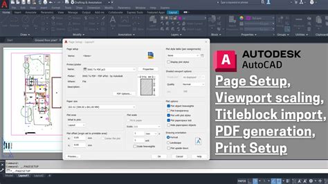 Autocad Tutorial Page Setup Viewport Scaling Titleblock Import Pdf Generation And Print Setup