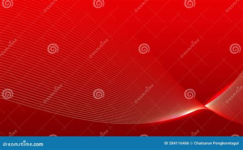 Abstract Concept Lines Wave Dynamic Particle Pattern On Red Background Stock Vector