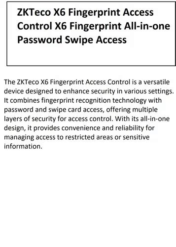 ZKTeco X Fingerprint Access Control X Fingerprint All In One Password Swipe Access At