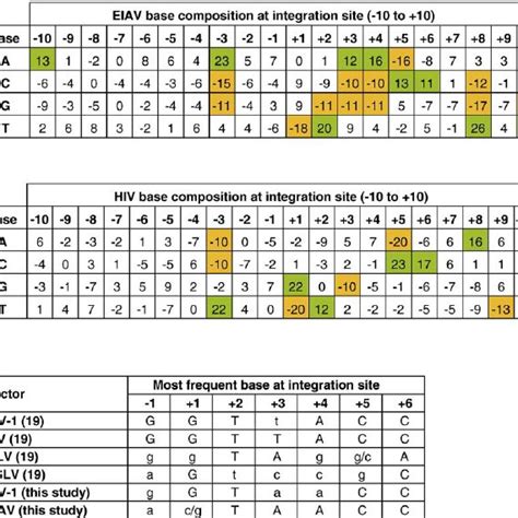 Base Composition Surrounding Eiav And Hiv 1 Vector Integration Sites