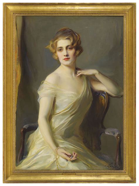 Philip Alexius De László 1869 1937 Portrait Of A Lady With A String Of Pearls 20th Century