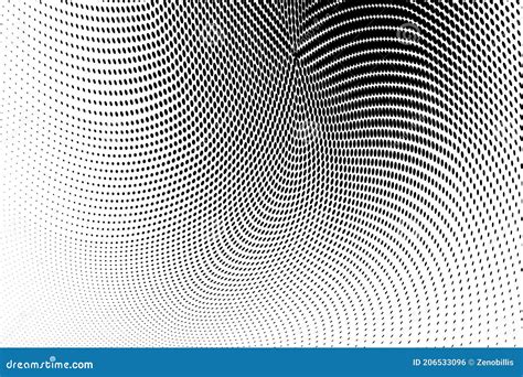 Abstract Monochrome Grunge Halftone Pattern Half Tone Panoramic Vector Illustration With Dots