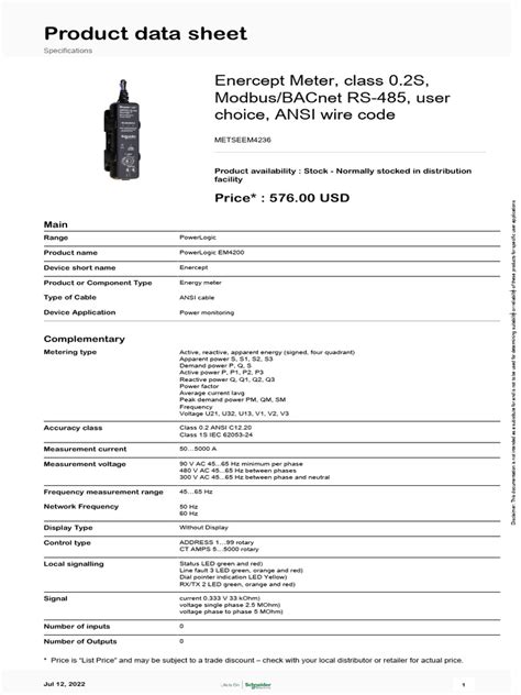 Powerlogic Em4200 Series Enercept Metseem4236 Pdf Electrical Connector Hertz