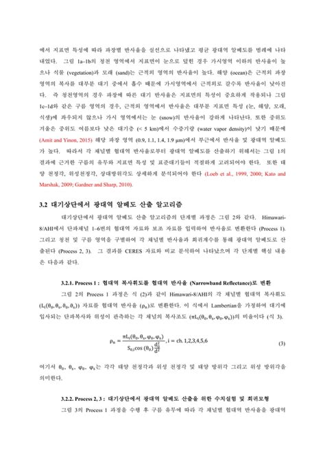 국제 학술지 대기상단에서의 광대역 알베도 산출 알고리즘 Retrieval Algorithm For Broadband