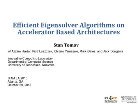 Pdf Efficient Eigensolver Algorithms On Accelerator Based Architectures