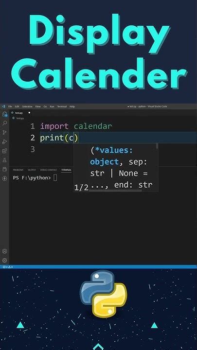 How To Display Calendar In Python Python Calendar Module Shorts Youtube