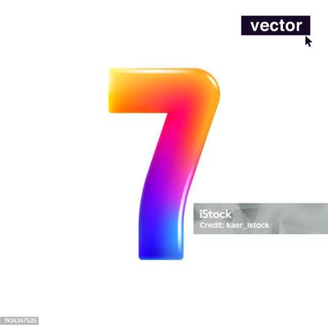 7 로고 7번 만화 생생한 스타일의 사실적인 3d 디자인 벡터 일러스트 레이 션입니다 3차원 형태에 대한 스톡 벡터 아트 및 기타 이미지 Istock