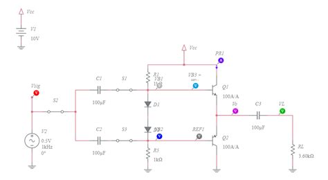Class Ab Amplifier Diode Biasing Multisim Live