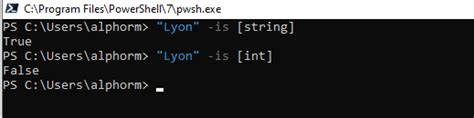 comprendre les opérateurs de type en powershell is et isnot