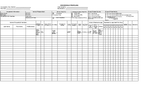 Household Profiling Form Pdf Plumbing Excretion