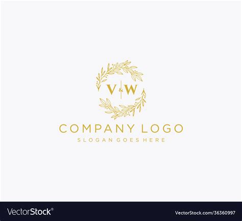 Initial Vw Letters Floral Frames Monogram Wedding Vector Image