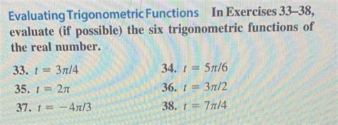 Solved Evaluating Trigonometric Functions In Exercises Chegg