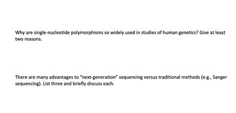 Solved Why Are Single Nucleotide Polymorphisms So Widely
