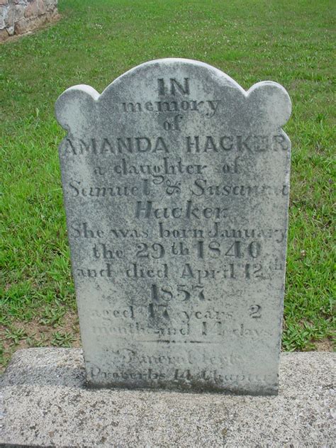 Amanda Hacker 1840 1857 Find A Grave Memorial