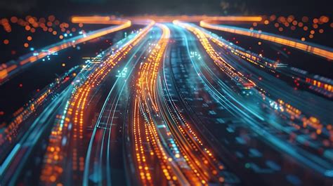 Premium Photo Fast Digital Data Flow On Road Shows Agile Transformation