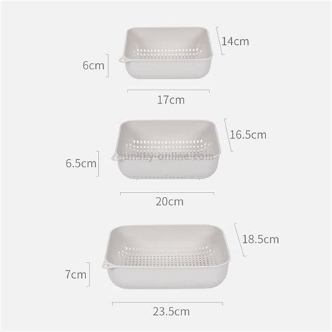 3 In 1 가정용 크리 에이 티브 직사각형 주방 플라스틱 과일 및 야채 보관 바구니 배수 바구니 세트 살구