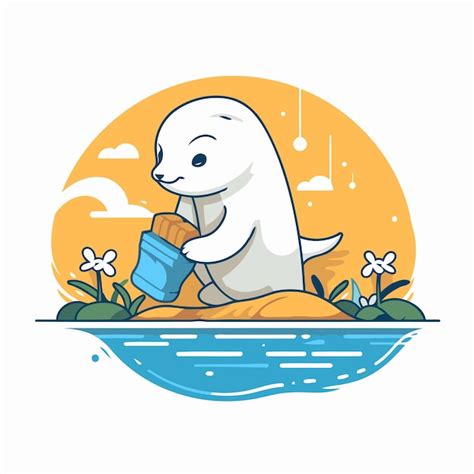 바가에 있는 귀여운 북극 터 일러스트레이션 프리미엄 Ai 생성 벡터