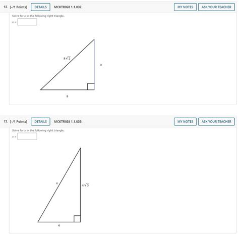 Solved 12 [ 1 Points] Details Mcktrig8 1 1 037 My Notes