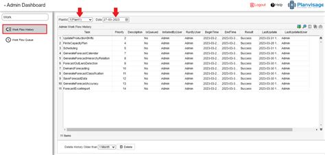 Work Flow History Planvisage