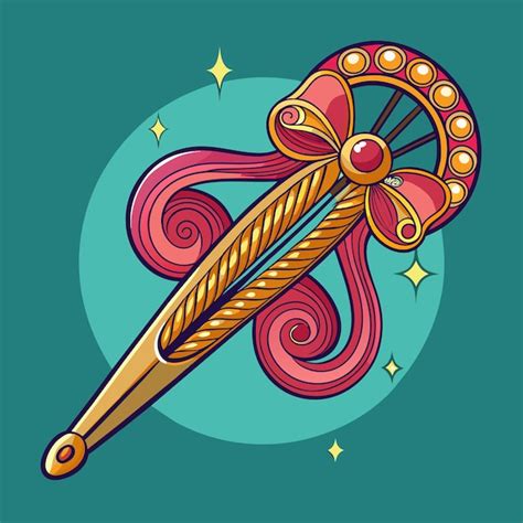 Un Dessin Dune épée Avec Un Dessin Rose Et Violet Dessus Vecteur