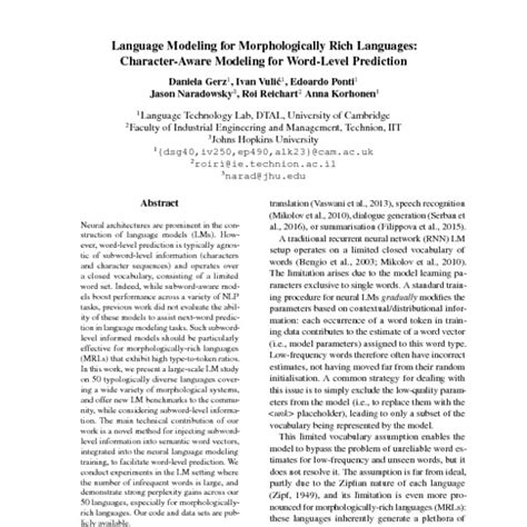 Language Modeling For Morphologically Rich Languages Character Aware