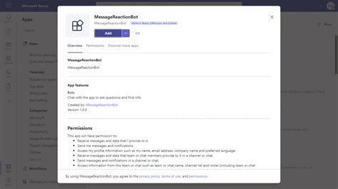 Teams Message Reactions Bot C Sample Code Samples Microsoft Learn