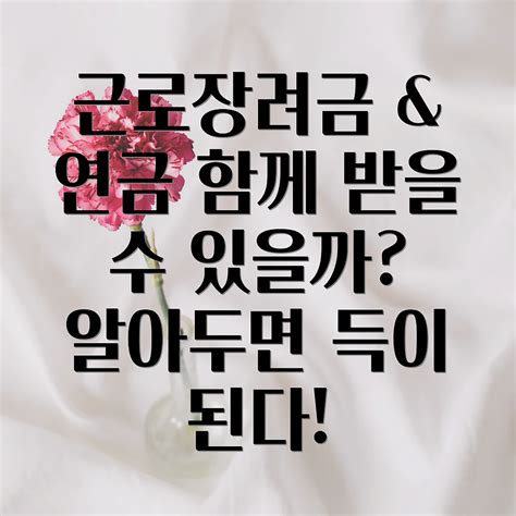 근로장려금과 연금 함께 받을 수 있을까요 알아두면 득이 되는 상관관계