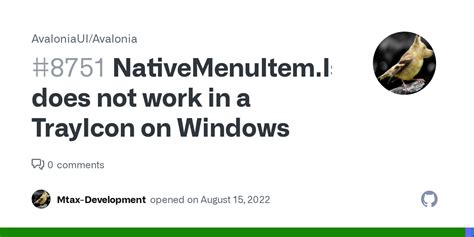 Nativemenuitemischecked Does Not Work In A Trayicon On Windows · Issue 8751 · Avaloniaui