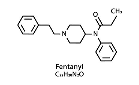 Struktur Molekul Fentanil Formula Kimia Kerangka Fentanil Ilustrasi Vektor Rumus Molekul Kimia