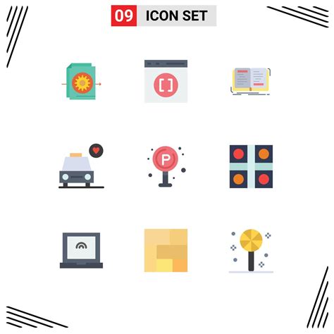 User Interface Pack Of 9 Basic Flat Colors Of Life Heart Book Love Theory Editable Vector Design