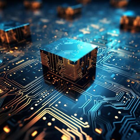 Premium Photo Futuristic Microchip Processor With Lights On The Blue Background Quantum Large