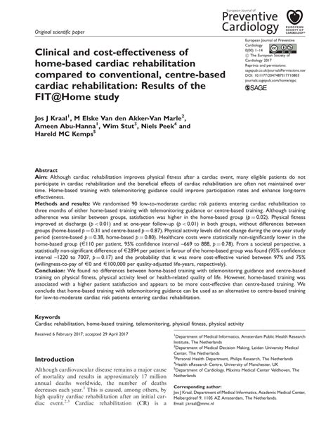 Pdf Clinical And Cost Effectiveness Of Home Based Cardiac Rehabilitation Compared To