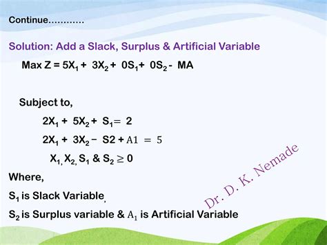 Simplex Method Slack Surplus And Artificial Variable Pdf