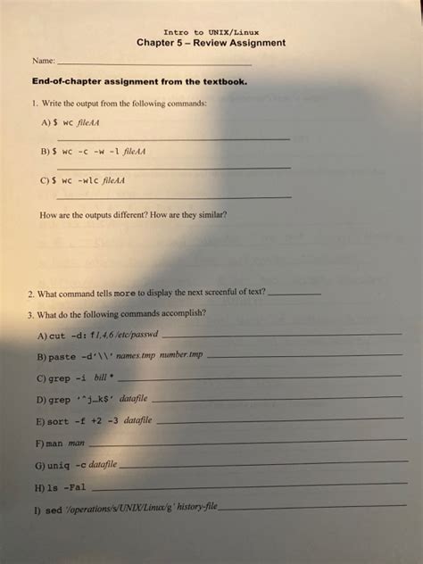 Solved Intro To UNIX Linux Chapter Review Assignment Chegg