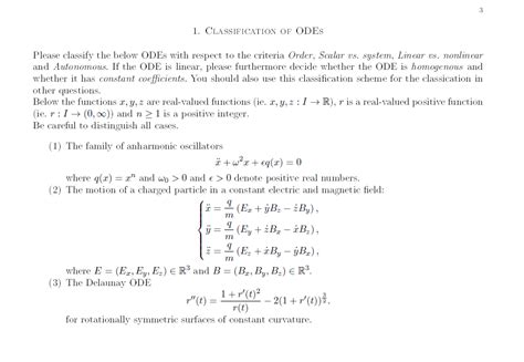 Solved 3 1 Classification Of Odes Please Classify The Below
