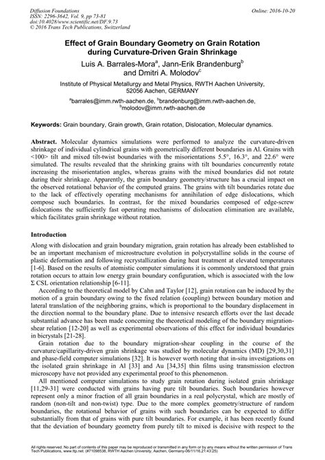 Pdf Effect Of Grain Boundary Geometry On Grain Rotation During Curvature Driven Grain Shrinkage