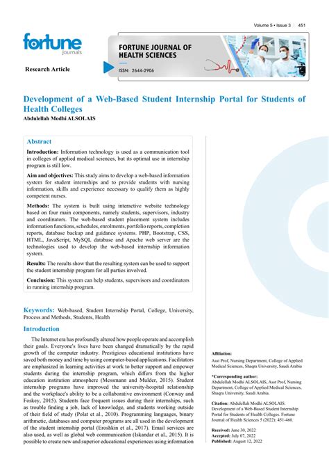 Pdf Development Of A Web Based Student Internship Portal For Students