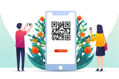 Premium Vector Illustrated Qr Code Scanning Concept With Characters