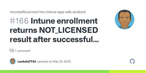 intune enrollment returns not licensed result after successful msal