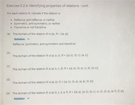 solved exercise 5 2 4 identifying properties of relations