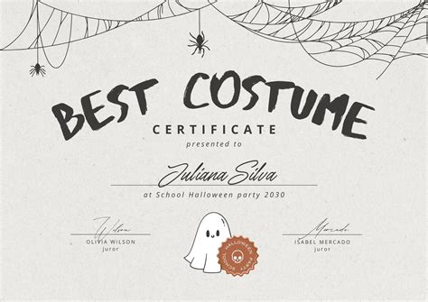 Costume Contest First Place Certificate