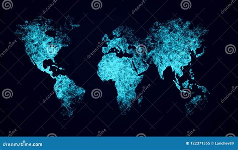 Worldwide Connection Abstract Vector Globe Telecommunication Technology Line With Trajectory Of